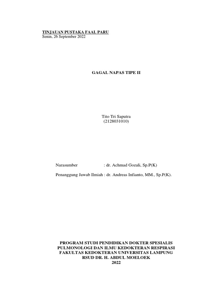 TP1 Gagal Napas Tipe II Tito Tri Saputra | PDF