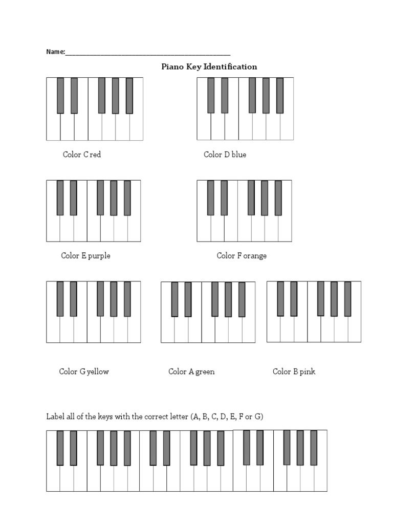 Piano Keys - Color The Key WS 01 | PDF
