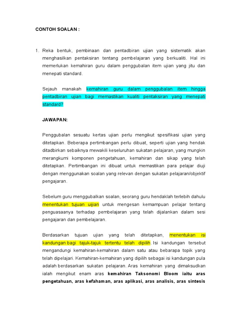 Contoh Soalan PBD | PDF