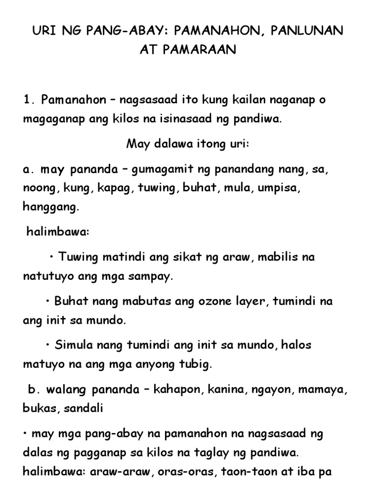 Uri NG Pang Abay | PDF