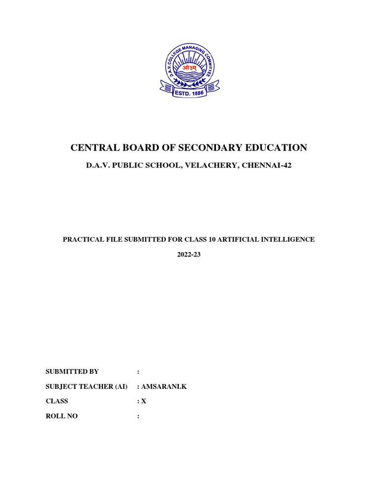 AI STD X Practical File | PDF | Matrix (Mathematics) | Computing