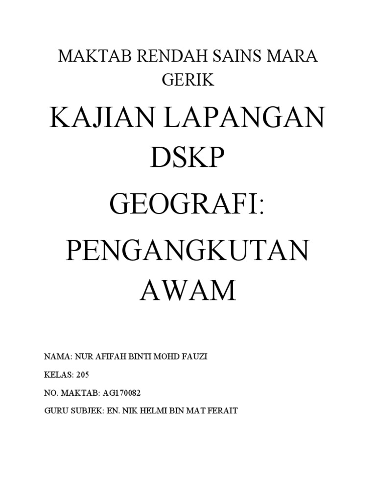 Kerja Lapangan DSKP Geo | PDF