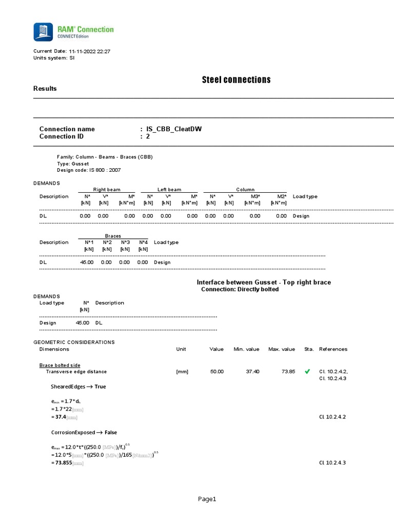 Design of Bracket Connection | PDF | Screw | Column
