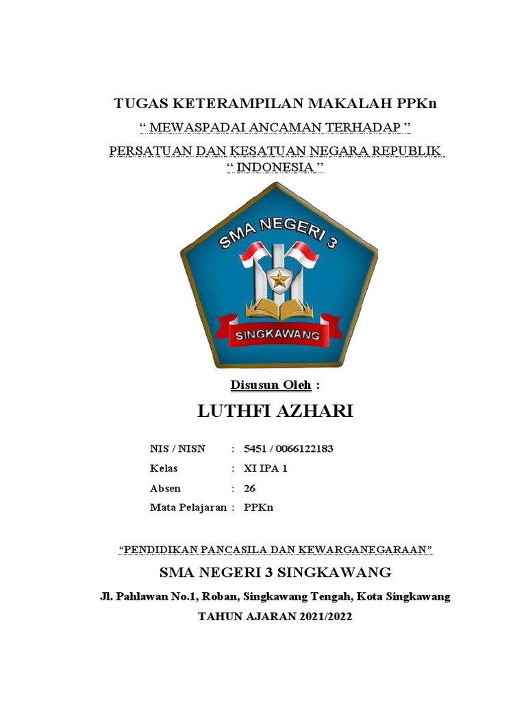 Luthfi Azhari - Xi Ipa 1 - Tugas Keterampilan Portofolio PPKN | PDF