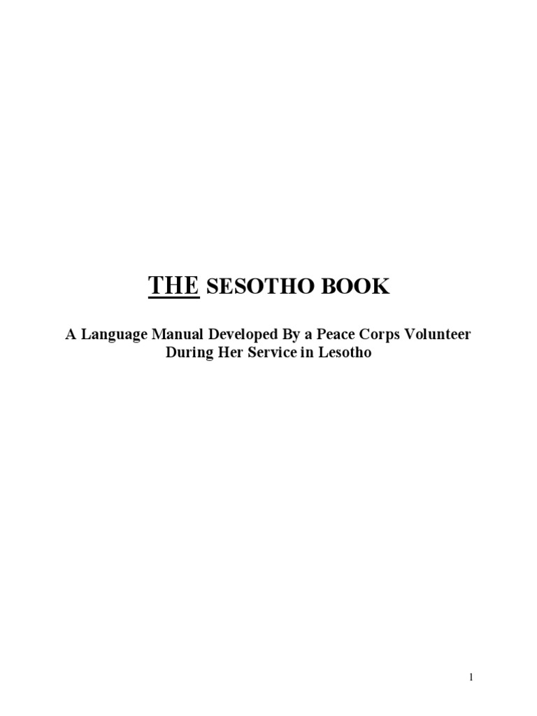 THE SESOTHO BOOK A Language Manual Devel | PDF | Grammatical Tense ...