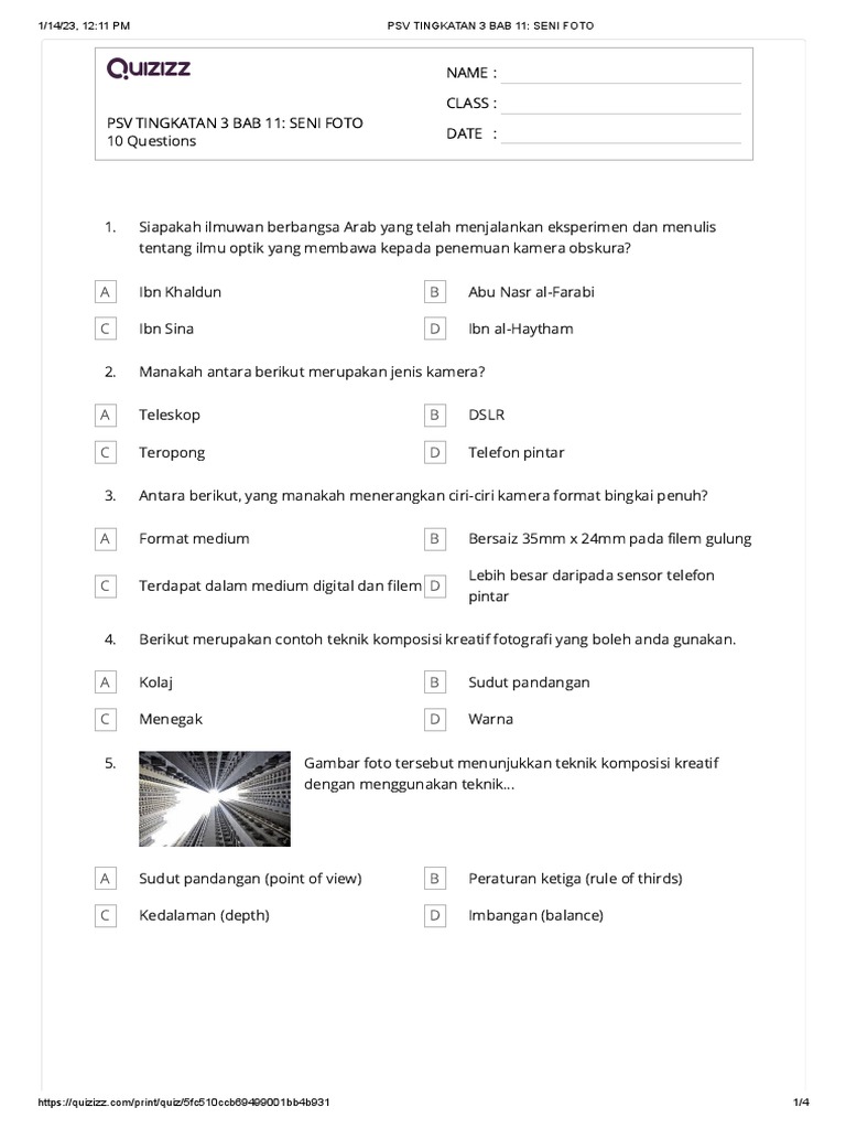 PSV Tingkatan 3 Bab 11 - Seni Foto | PDF