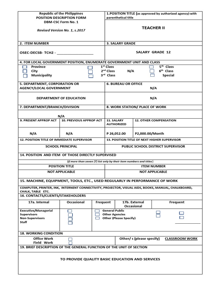 Philippine Teacher Job Description | PDF | Teachers | Classroom