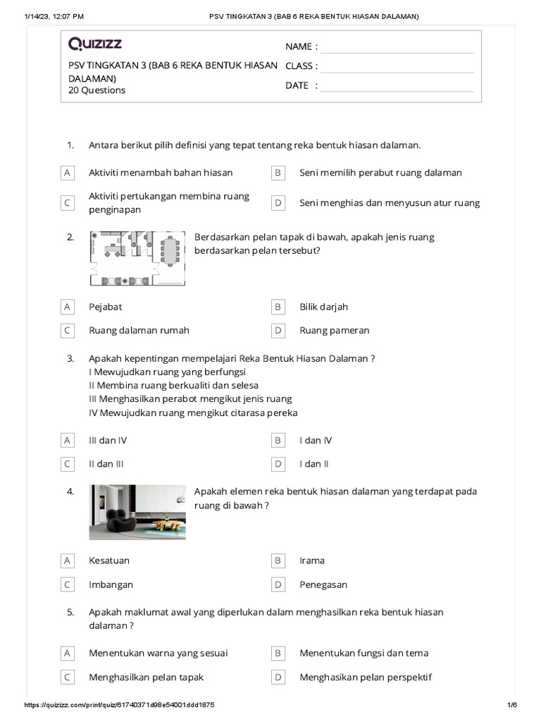 PSV Tingkatan 3 (Bab 6 Reka Bentuk Hiasan Dalaman) | PDF