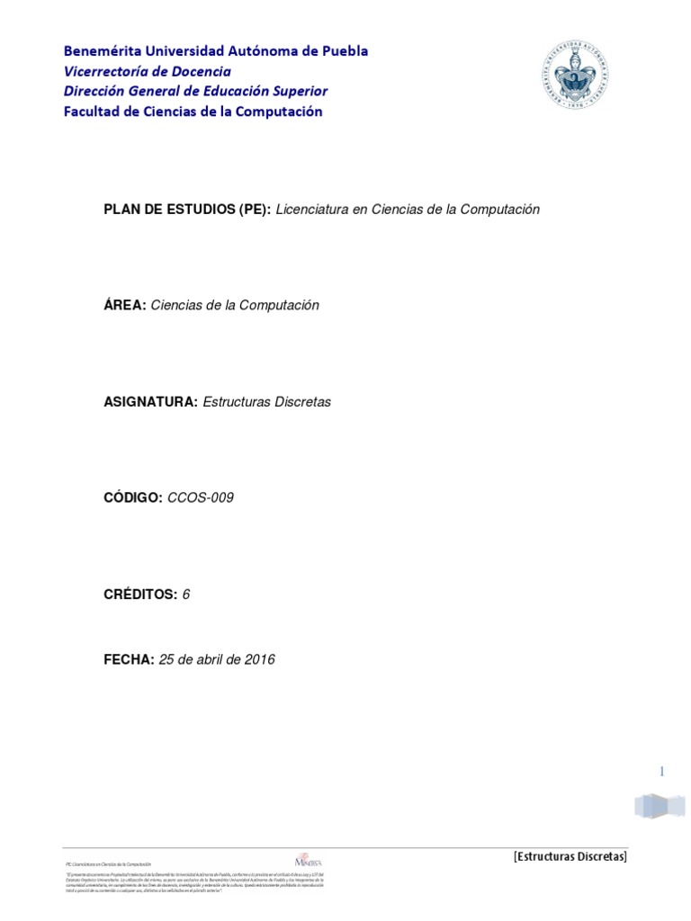 Estructuras Discretas - CCOS-009 - 29032017 | PDF | Maestros | Prueba ...