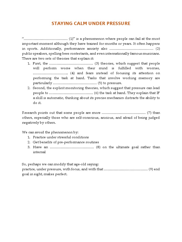 (Note-Taking - 1) Staying Calm Under Pressure | PDF