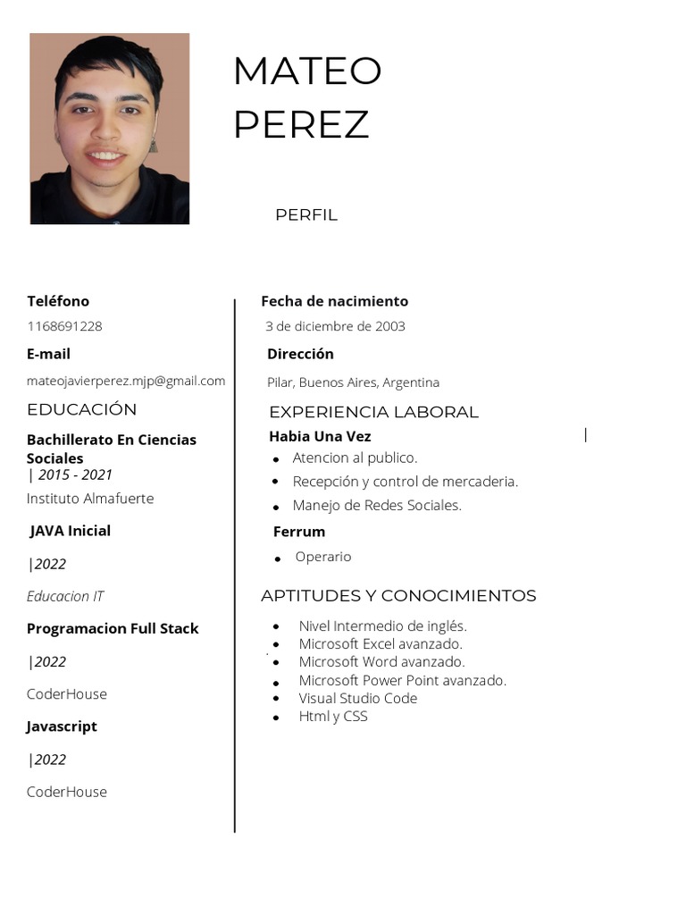 Cv-Mateo Perez | PDF