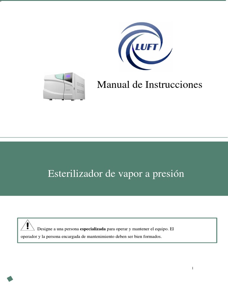 Manual Esterilizador LUFT 1 | PDF | Agua | Vapor