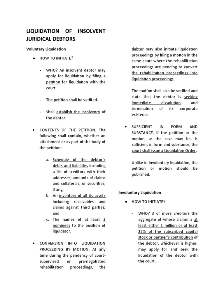 Liquidation and Suspension of Payments | PDF | Liquidation | Bankruptcy