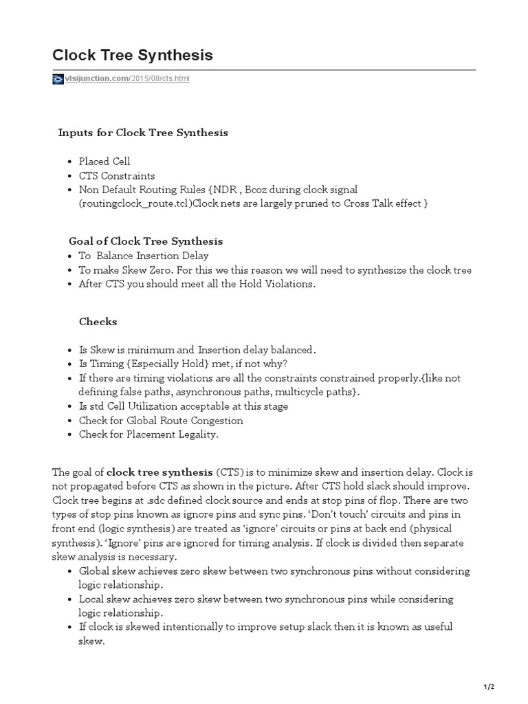 Clock Tree Synthesis | PDF | Logic Synthesis | Electronic Design Automation