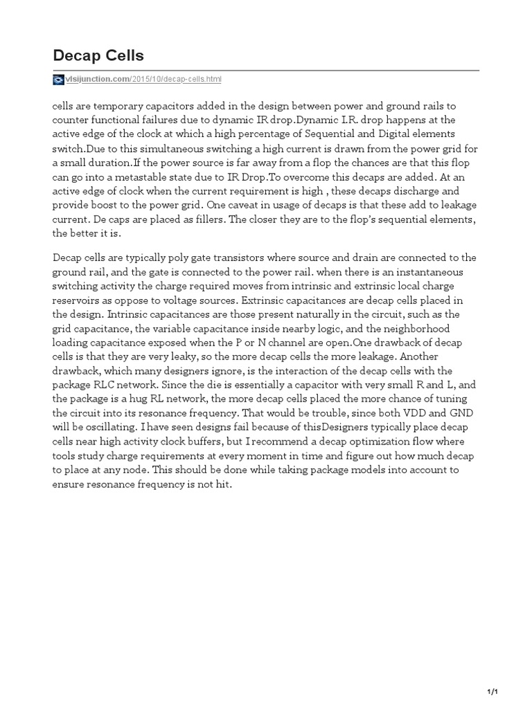 Understanding Decap Cells in VLSI Design | PDF