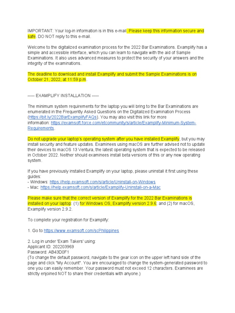 Guidelines To Log in in Examplify | PDF | Test (Assessment) | Mac Os