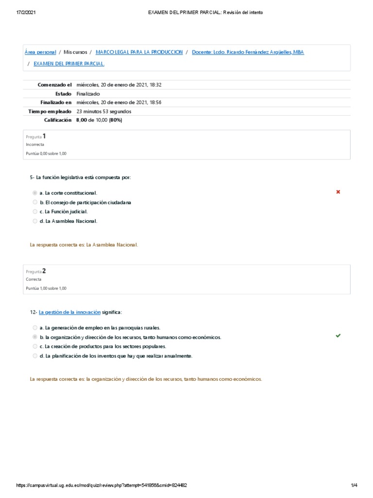 Marco Legal - Examen 1er Parcial | PDF