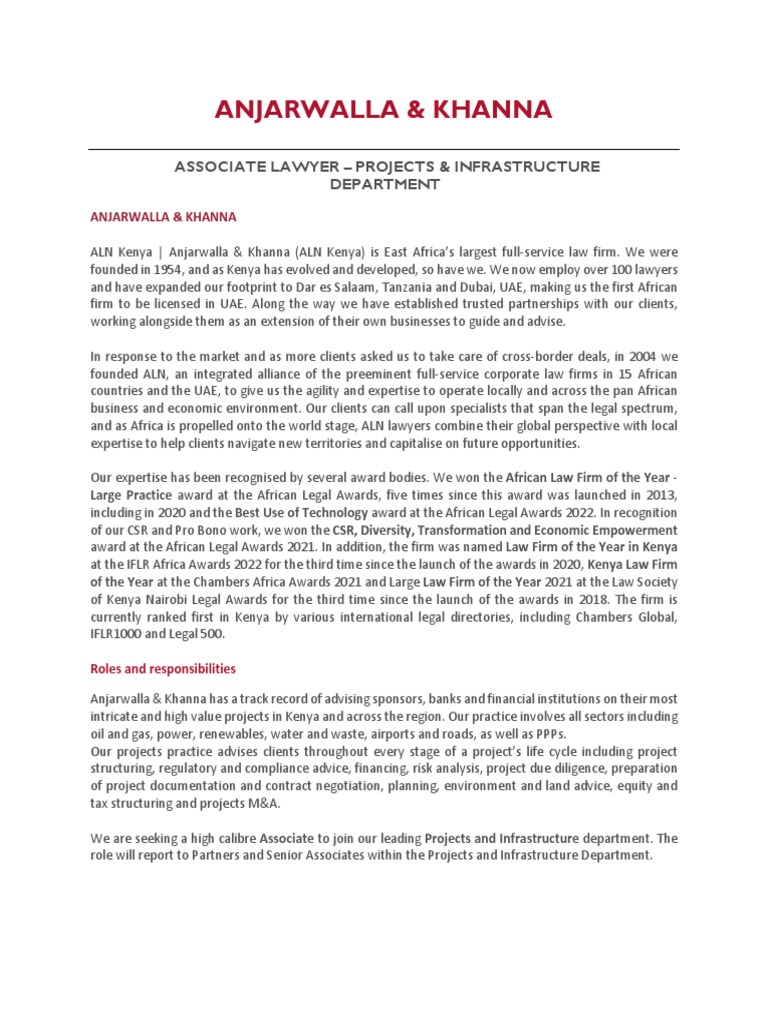 Associate Lawyer - Projects & Infrastructure | PDF | Law Firm | Due ...