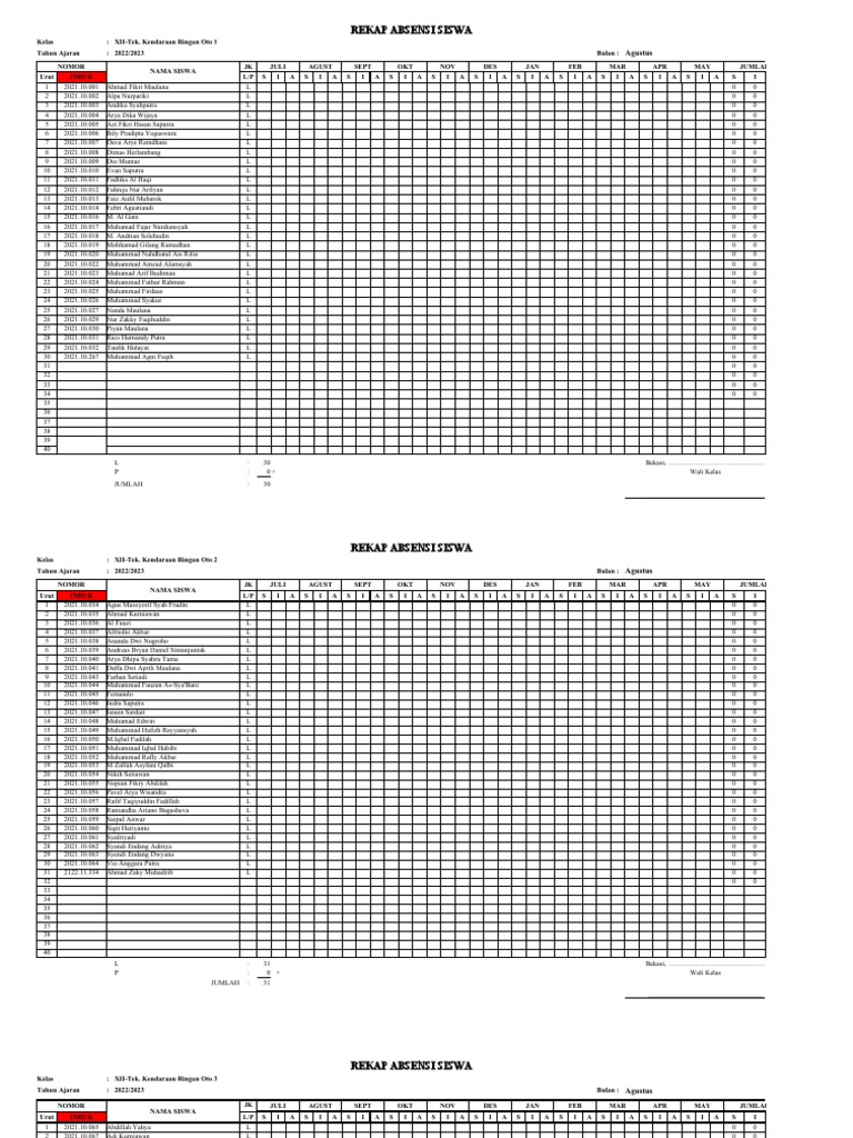 Rekap Absen Siswa Ok | PDF