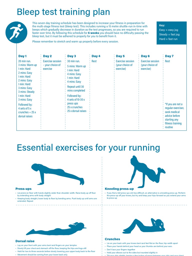 Bleep Test Training Plan | PDF | Recreation | Human Anatomy