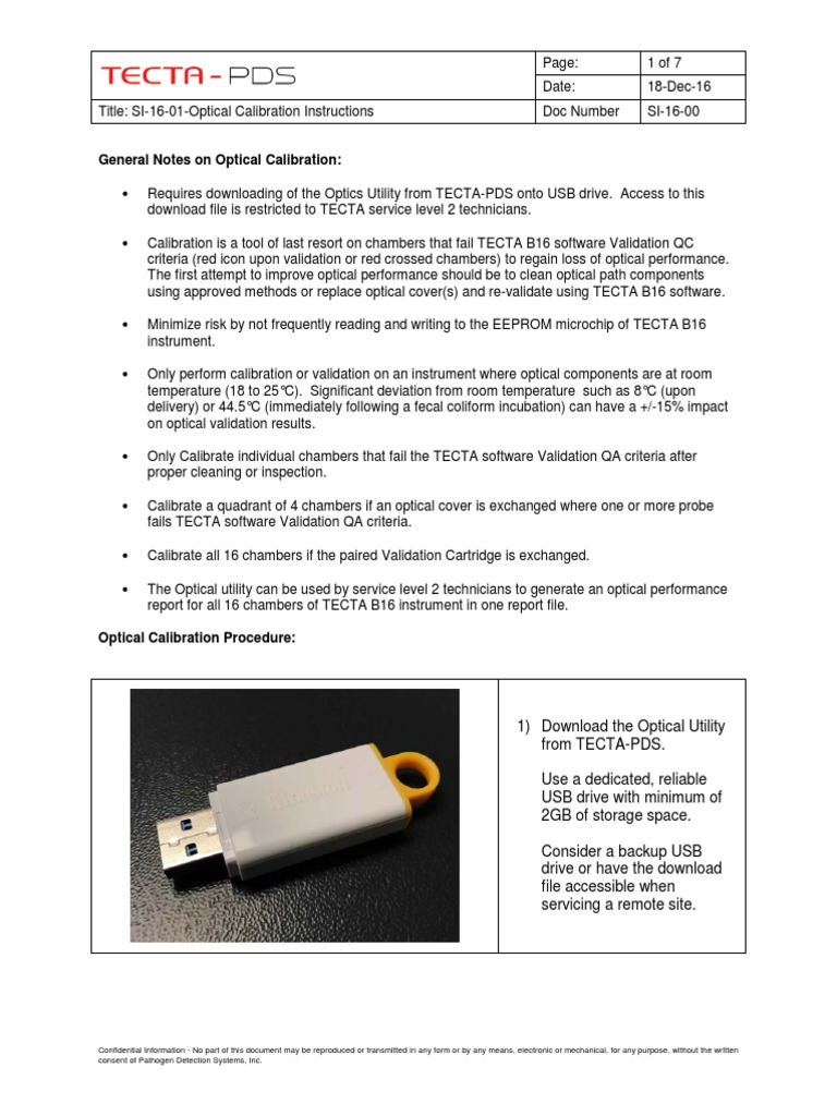 TECTA B16 Optical Calibration Guide | PDF | Usb Flash Drive | Calibration