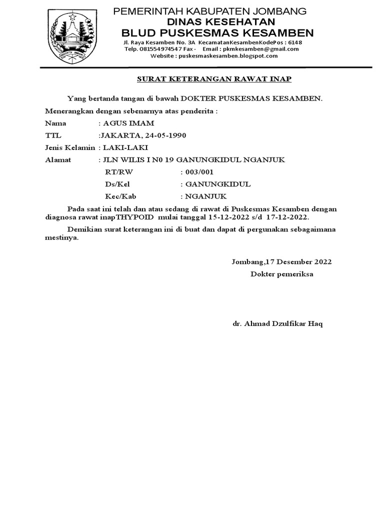 Surat Ket. Ranap | PDF