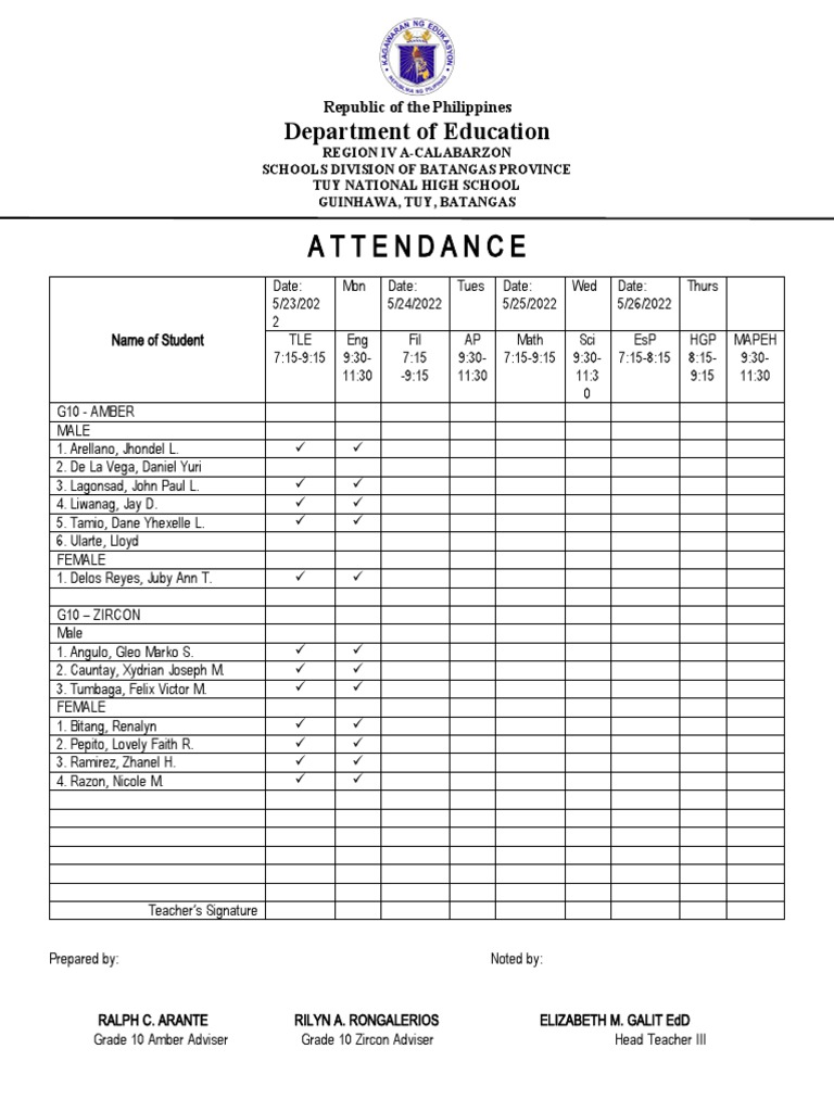 Attendance: Department of Education | PDF