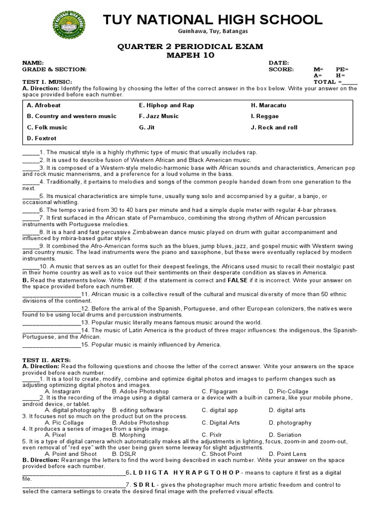 Q2 G9 Periodical Exam | PDF
