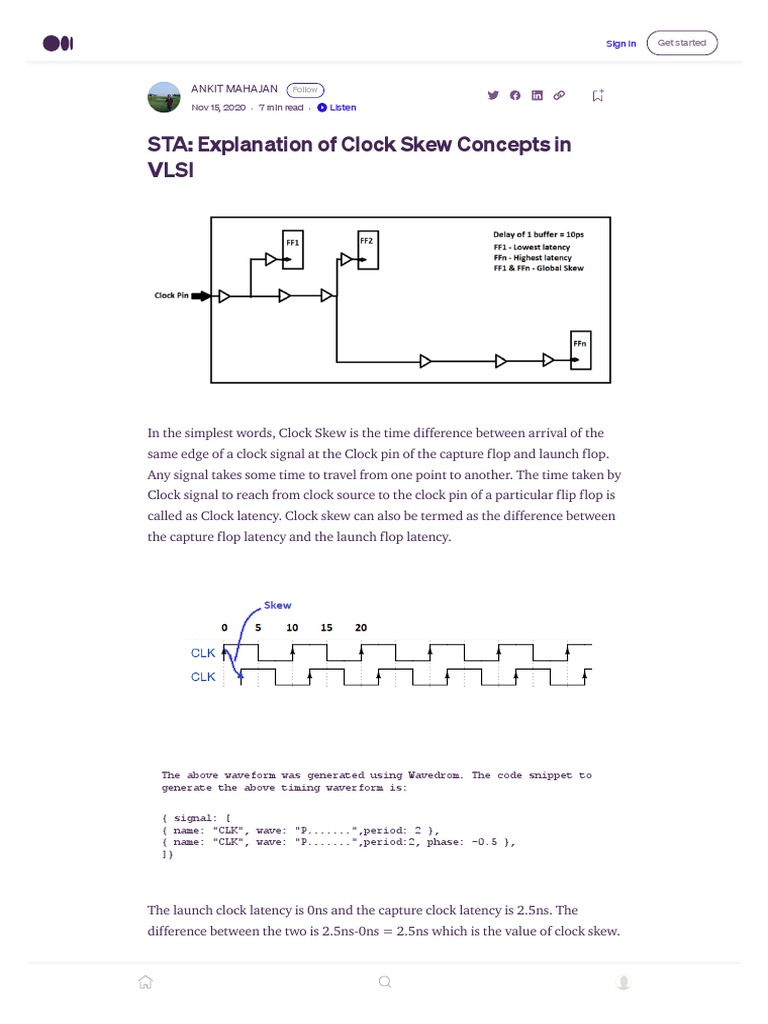 STA - Explanation of Clock Skew Concepts in VLSI - by ANKIT MAHAJAN - Medium | PDF