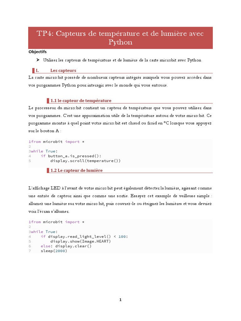 TP4 Microbit | PDF | Python (Langage de programmation) | Informatique