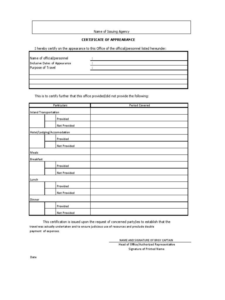Certificate of Appearance 2021 | PDF