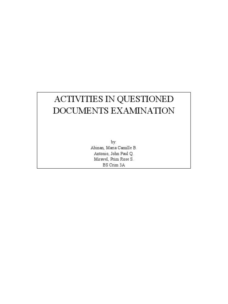 Activities in Questioned Documents Examination | PDF | Money