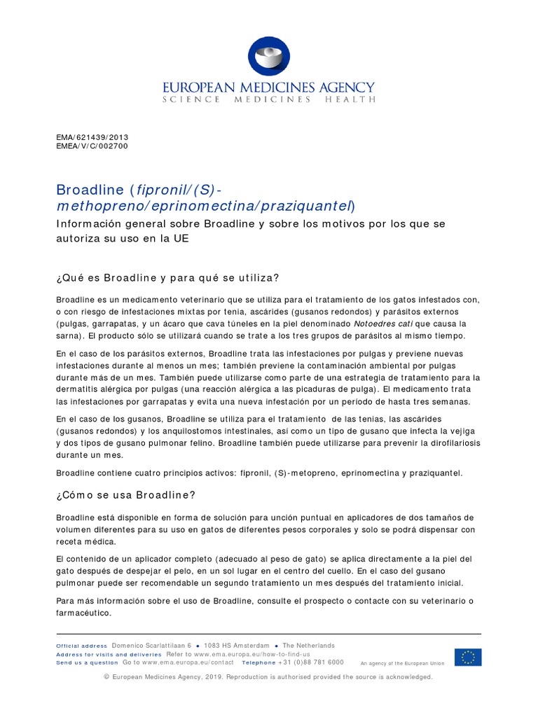 Broadline Epar Medicine Overview - Es | PDF | Gatos | Alergia