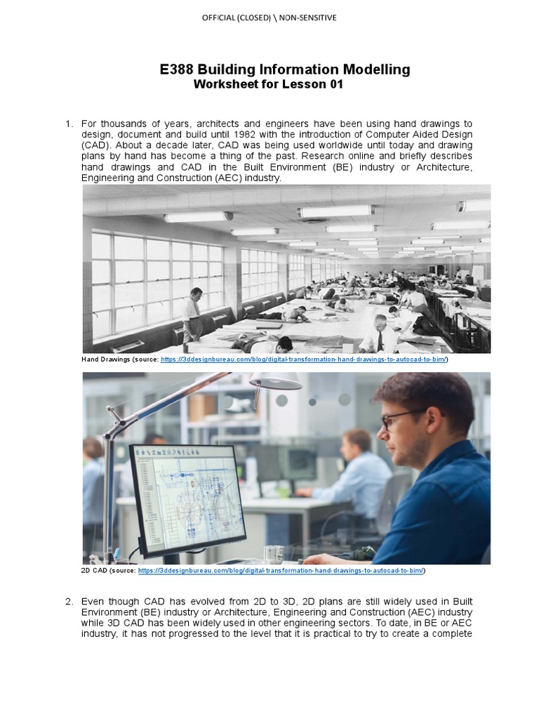 E388 Building Information Modelling: Worksheet For Lesson 01 | PDF ...