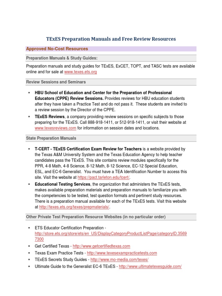 TExES Preparation Manual | Download Free PDF | Test (Assessment)