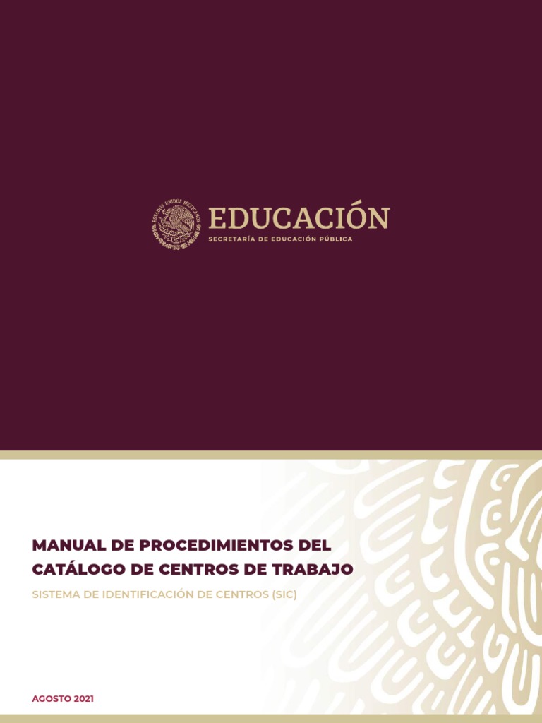 Manual de Procedimientos Del Catálogo de Centros de Trabajo 2019 PDF ...