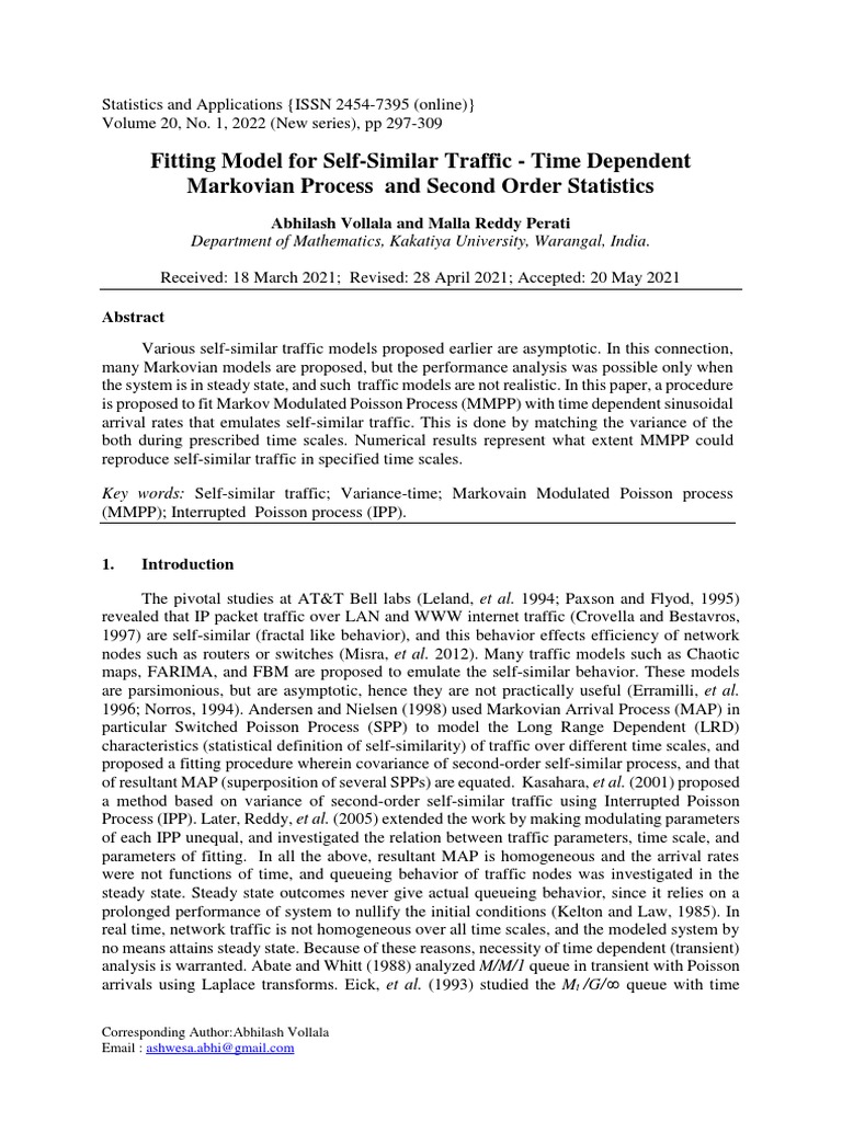 Fitting Model For Self-Similar Traffic - Time Dependent Markovian Process and Second Order ...