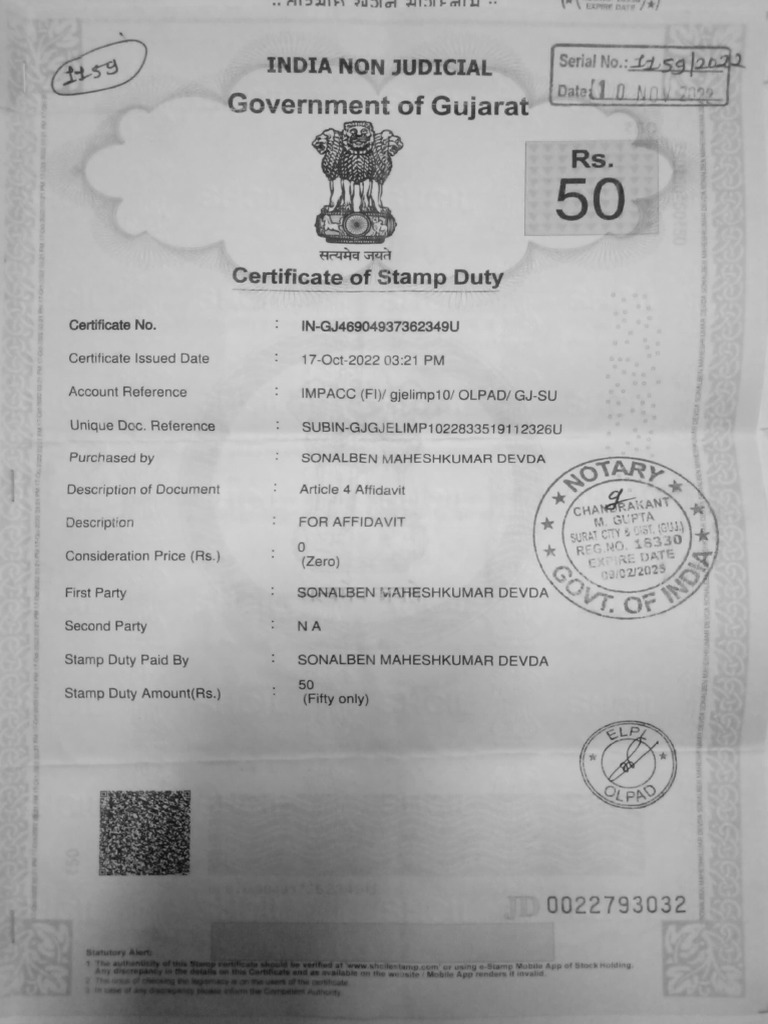 MAHESH DEVDA Varsai Affidavit | PDF