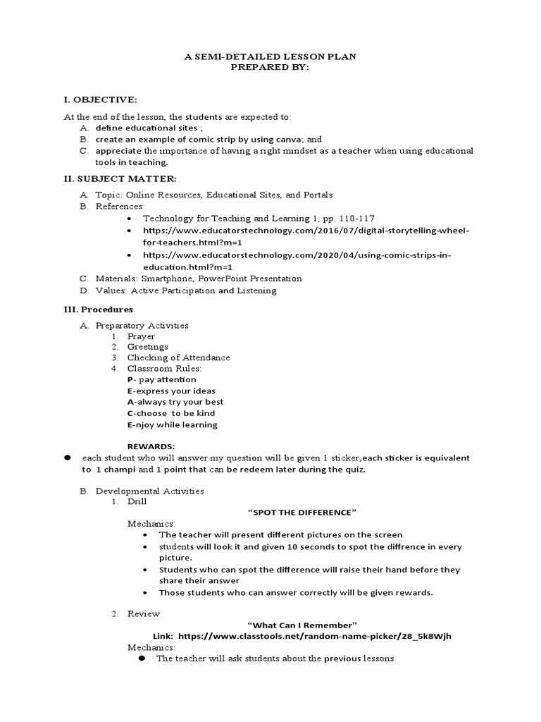 Lesson Plan: Digital Tools in Education | PDF | Teachers | Educational ...