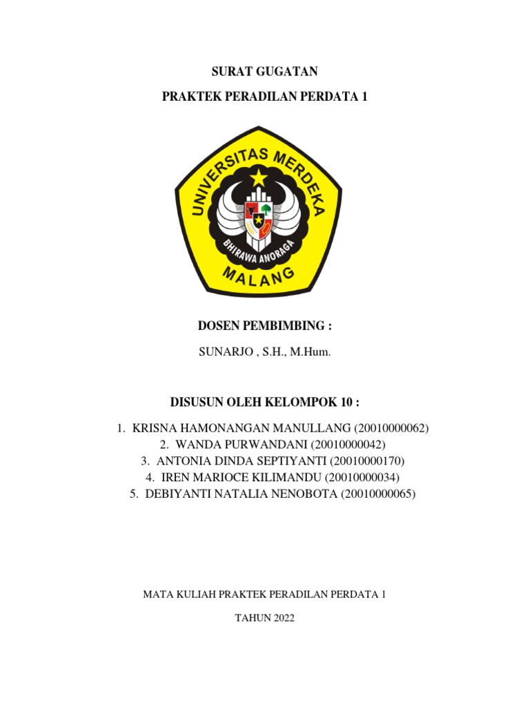 Surat Gugatan Perdata 1 Kelompok 10 | PDF