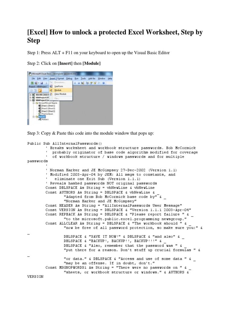 Excel Password Cracker Macro | PDF