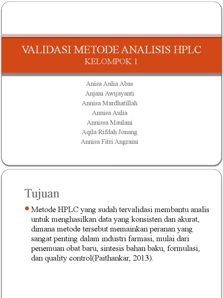 Validasi Metode Analisis HPLC Kel 1 | PDF