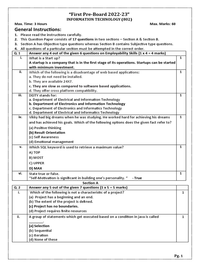 12 Information Technology (802) Important Question | PDF | Databases | Computer Data