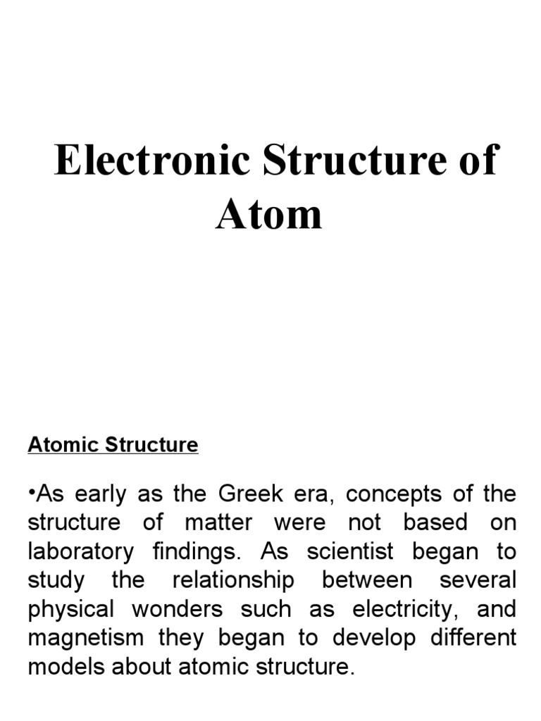 LESSON 11-Electronic Structure | PDF | Electron Configuration | Atomic ...