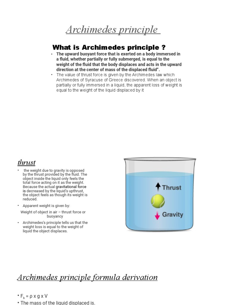 Archimedes Principle | PDF | Science & Mathematics