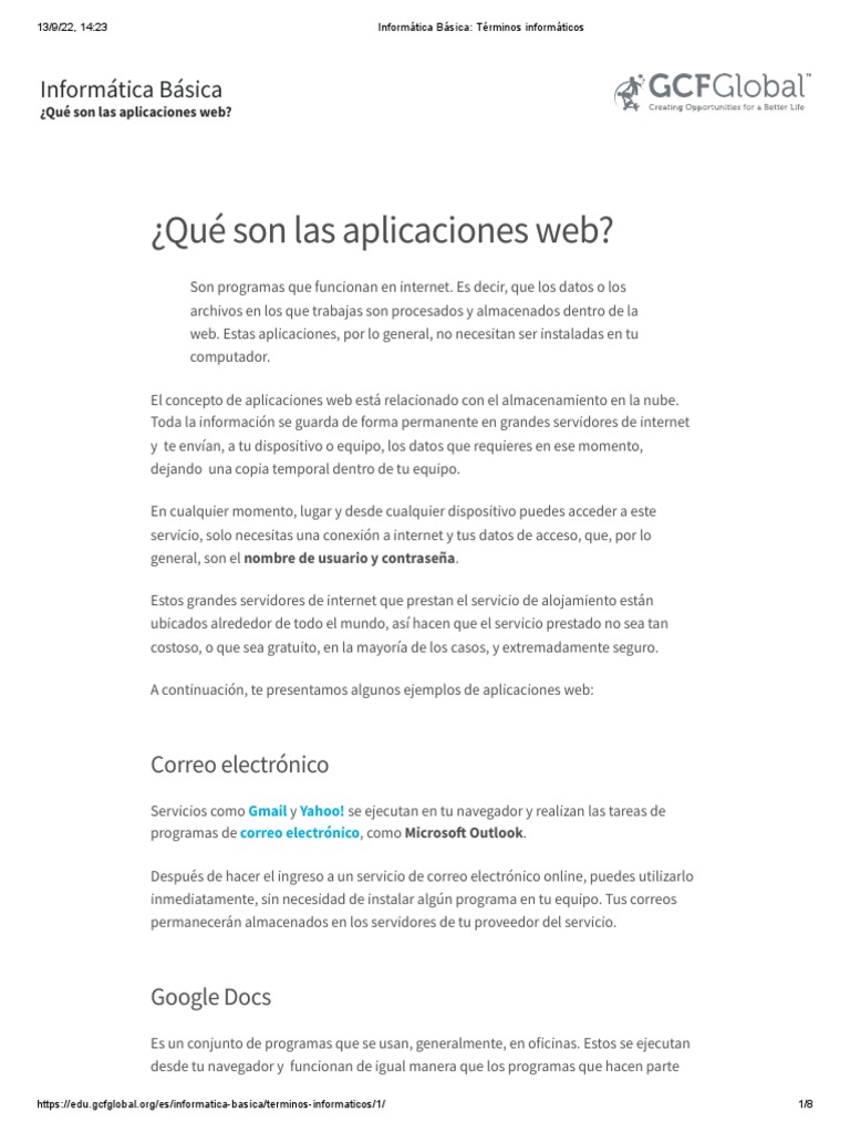 Informática Básica_ Términos Informáticos | PDF | Computación en la nube | Software de la aplicacion