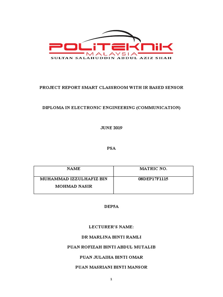 Fyp Smart Classroom With Ir Based Sensor | PDF | Light Emitting Diode ...