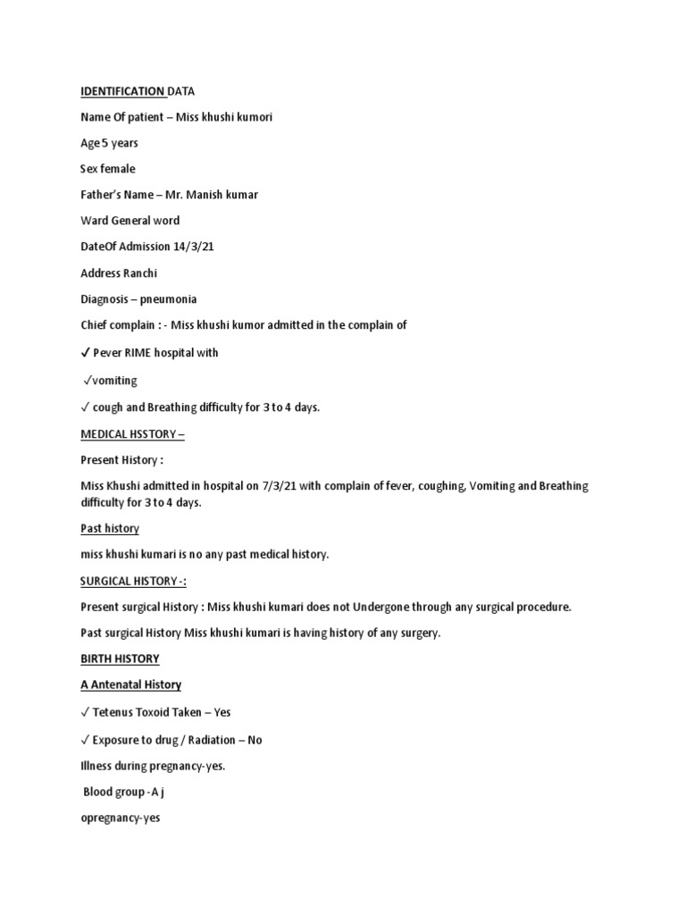 Case Study On Pneumonia | PDF | Pneumonia | Breathing