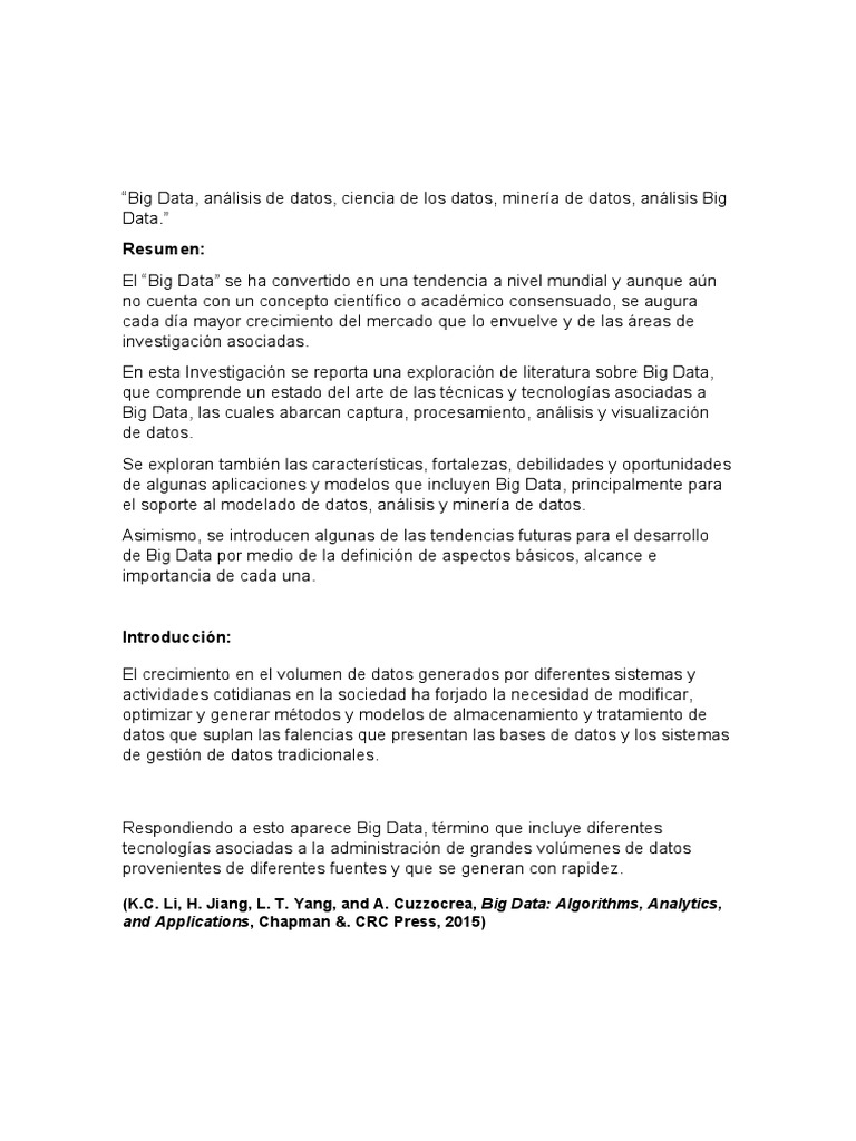 Exploración del Big Data y sus Aplicaciones | PDF | Big Data | Science