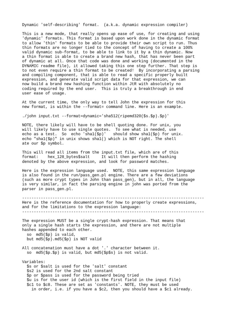 Dynamic 'Self-Describing' Format: A Reference Guide to the Expression ... Dynamic 'Self-Describing' Format: A Reference Guide to the Expression ...